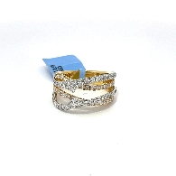 14K Yellow and White 4 Row Band w/Diams=1.25ctw SI H-I #RG21158 102888 ...