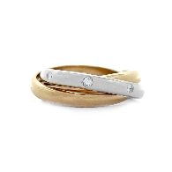 18K Yellow White and Rose Gold Estate 3Band Burnish Set Rolling Rings ...