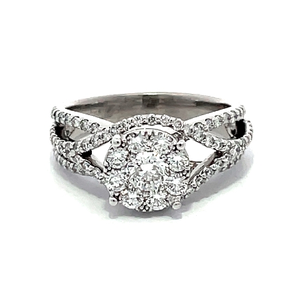 14K White Gold Estate Cluster Illusion Ring w/Diams=1.05apx Size 6 3 ...