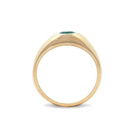 14K Yellow Gold Estate Emerald Gypsy Style Bezel Set Ring Size6 4.5dwt ...